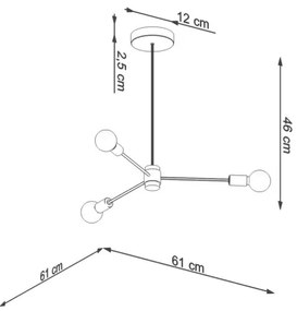 Sollux SL.1021 - Lustr na tyči LANGO 3xE27/60W/230V černá