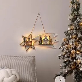 Solight 1V278 LED vánoční kometa dřevěná / 10x LED / 2x AA / 30cm