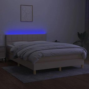 Box spring postel s matrací a LED krémová 140x190 cm textil 3133714