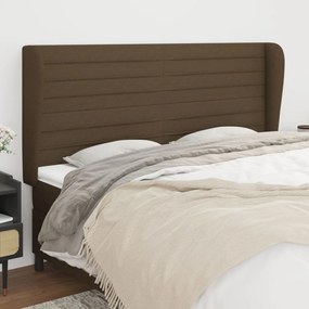 Čelo postele typu ušák tmavě hnědé 163x23x118/128 cm textil 3118105