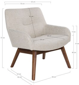 House Nordic Lounge Chair v látce, písková s ořechovými nohami