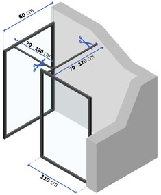 Rea - Sprchový kout Walk-in Bler - černá/transparentní - 80x110 cm