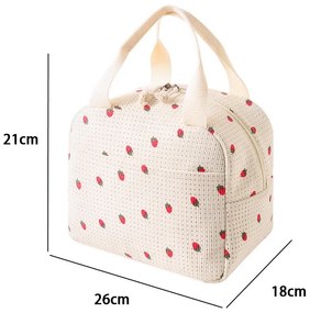 Flamenco Mystique Termotaška na jídlo LUNCH BOX s jahodovým vzorem 26x21x18cm PJM42