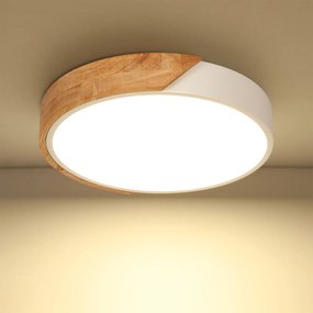 Lampa Sufitowa Plafon Led Okrągły Drewno Nowoczesny 30W 3000K 3300LM