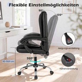 Costway Ergonomická manažerská židle s kolečky, nastavitelnou výškou – černý