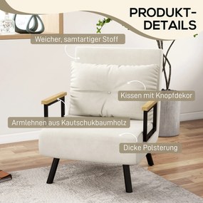 HOMCOM Jednoduché křeslo 4-v-1 - Převodní pohovka křeslo postel s nastavitelným opěradlem v 5 pozicích, včetně polštáře, 1-místná pohovka pro hosty, …
