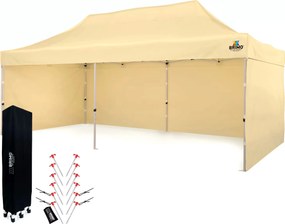 BRIMO Nůžkový párty stan SUPER 3x6 m 3 stěny béžový