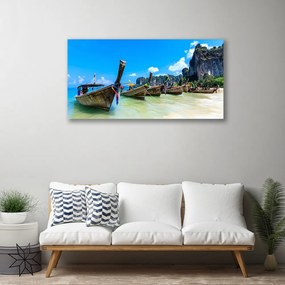 Obraz na plátně Loďka Moře Pláž Krajina 120x60 cm