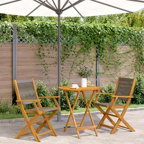 3dílný bistro set šedý polypropylen a masivní dřevo 3281854