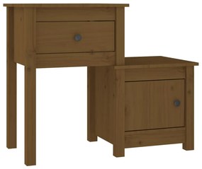 Noční stolek medově hnědý 79,5x38x65,5 cm masivní borové dřevo - Default Title