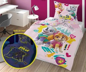 DETEXPOL Povlečení Paw Patrol Skye a Everest svítící  Bavlna, 140/200, 70/80 cm