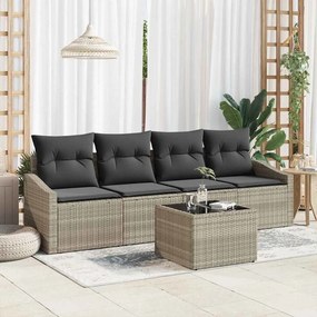 Set pohovek 5 ks Světle šedá polyratan 3346592