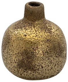 Hnědá keramická váza se zlatou patinou Janet - Ø  9*9 cm