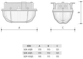 Svítidlo Panlux OVAL SOK-60/S 60W E27 šedá IP44