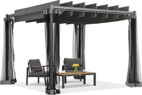 Antracitová pergola Malaga 3x3 m s moskytiérou Garden Point