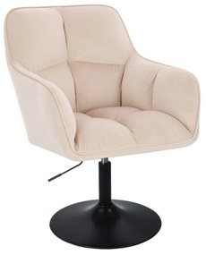 LuxuryForm DESIGN Otočné křeslo AMALFI VELUR na černém talíři - krémové