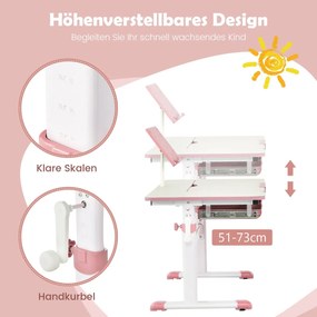 Costway Dětský stůl 51-73 cm výškově nastavitelný s naklápěcí deskou stolu
