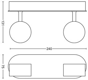 Philips 50562/11/P0-LED Stmívatelné svítidlo MYLIVING WORCHESTER 2xLED/4,5W/230V