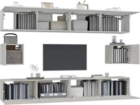 6dílný set TV skříněk betonově šedý kompozitní dřevo 3114369