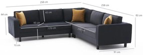 Atelier del Sofa Rohová sedací souprava Kale Velvet - Anthracite, Antracitová