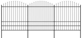 Zahradní plot s kopím nahoře ocelový 537 x 200 cm černý