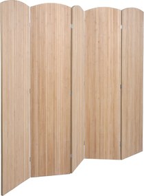 Bambusový paraván HWC-O30, dělící stěna, 5 panelů, 170 × 204 cm – hnědá