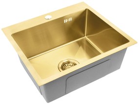 Rea Leo, 1-komorový ocelový dřez 500x450x185 mm, zlatá matná, ZLE-06004