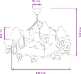 Brilagi - Lustr na řetězu QUEEN 8xE14/40W/230V buk/krémová
