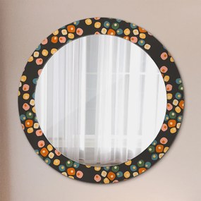 Kulaté dekorativní zrcadlo Květinové tečky fi 70 cm