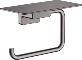 Hansgrohe AddStoris, držák na toaletní papír s poličkou, kartáčovaný černý chrom, HAN-41772340