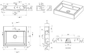 Sapho - Umyvadlo na desku ORINOKO 50x42 cm mramor/bílá