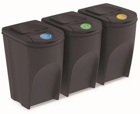 Prosperplast Sada 3 odpadkových košů SORTIBOX IV 3x35 litrů Barva: Antracit, kód produktu: , objem (l): 3x35