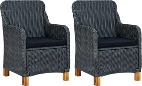 vidaXL Zahradní židle s poduškami 2 ks polyratan světle šedé [313315] Barva: Tmavě šedá