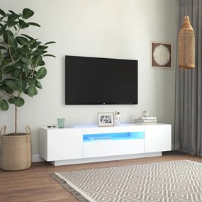 TV skříňka s LED osvětlením bílá 160 x 35 x 40 cm