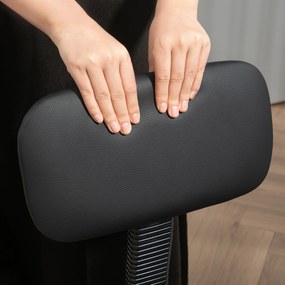 HOMCOM Ergonomická kancelářská židle s nastavitelným nožním kroužkem, bez područek, výškově nastavitelná otočná židle v černé PU kůži