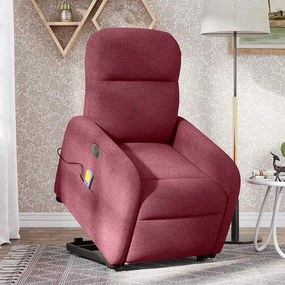 Elektrické zvedací masážní polohovací křeslo vínové textil 3303005