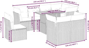 9dílná zahradní sedací souprava s poduškami béžová polyratan 3270933