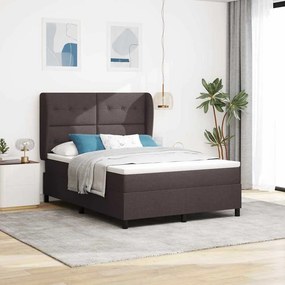Postel s boxspringem s čelo Tmavě hnědá 140 x 190 cm textil 3340560