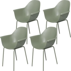 Sada zahradních židlí Outsunny – 4 weatherproof plastové zahradní židle s opěrkami a vysokým opěradlem, nosnost až 120 kg, zahradní nábytek pro dvorek