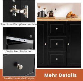 Costway Kuchyňský ostrov na kolečkách s kaučukovou deskou a nastavitelnými
