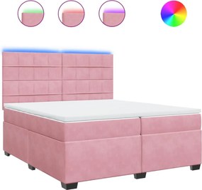 Box spring postel s matrací růžová 200x200 cm samet 3293307