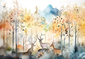 Postershop  For kids watercolour forestFototapety vliesové: - 368x254 cm