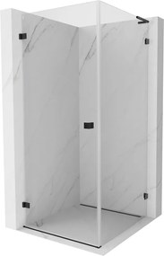 Mexen Lunar-B L sklápěcí sprchový kout levý 80 x 80 cm, čiré sklo, černá matná, 832L-080-080-70-00-L