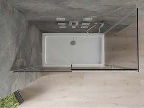 Mexen Omega, sprchový kout s posuvnými dveřmi 130 (dveře) x 70 (stěna) cm, 8mm šedé sklo, chromový profil + slim sprchová vanička bílá + chromový sifon, 825-130-070-01-40-4010