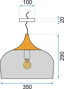 Toolight, závěsné svítidlo Bari 1xE27 APP182-1CP, šedá-hnědá, OSW-06614
