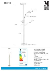 Markslöjd 107009 - LED Stmívatelná stojací lampa FRIEND LED/18W/230V + LED/5W