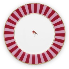 Pip Studio Love Birds talíř Ø 21cm, červeno-růžový (snídaňový talíř)