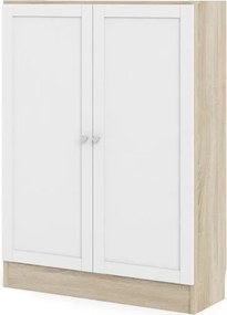 Skříň Bask 79 x 28,3 x 107,2 cm, dveře dřevo, dub sonoma / bílá
