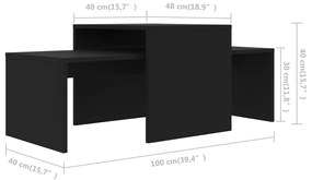 Set konferenčních stolků černý 100x48x40 cm kompozitní dřevo