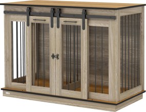 PawHut Nástavba pro psy s dvoukomorovou variantou, Moderní kovová klec pro psy do interiéru, Domácí psí bouda pro velké psy do 30 kg, 120 x 60 x 88,5